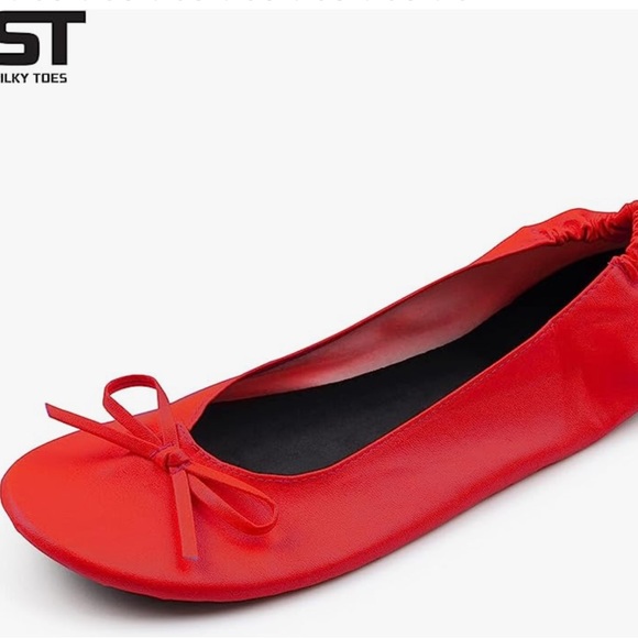 silky toes | Shoes | M 78 L 89 Red Foldable Travel Ballet Flat Roll Up ...